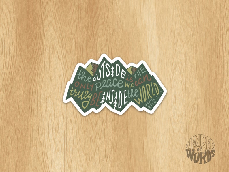 Hand-lettered Inside the World Sticker Mountain Sticker - Etsy