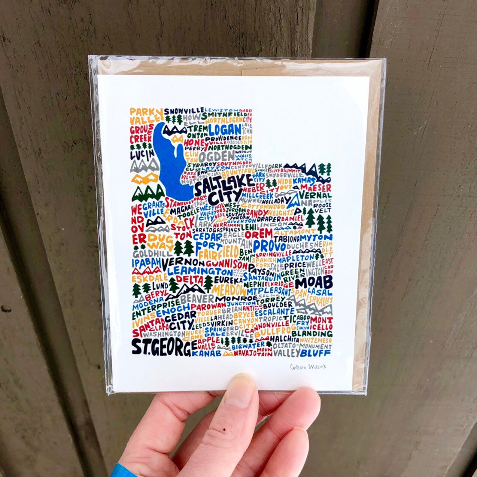 Hand-lettered Utah Card, Utah Design, Utah Gift, Utah Art, Utah Shape ...