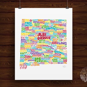 Hand-lettered New Mexico Print, New Mexico Art, New Mexico Shape, New ...