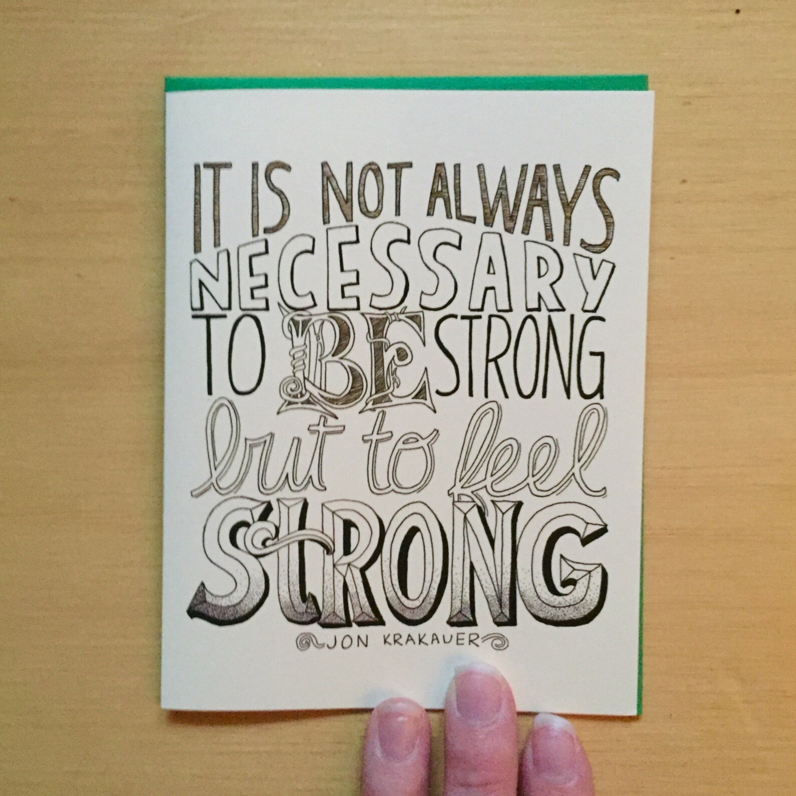 Hand-lettered Feel Strong Card Be Strong Card Jon Krakauer - Etsy