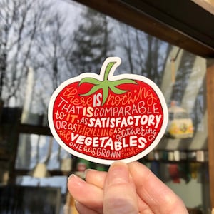 Hand-lettered Tomato Gardening Sticker, Gardener Sticker, Tomato ...