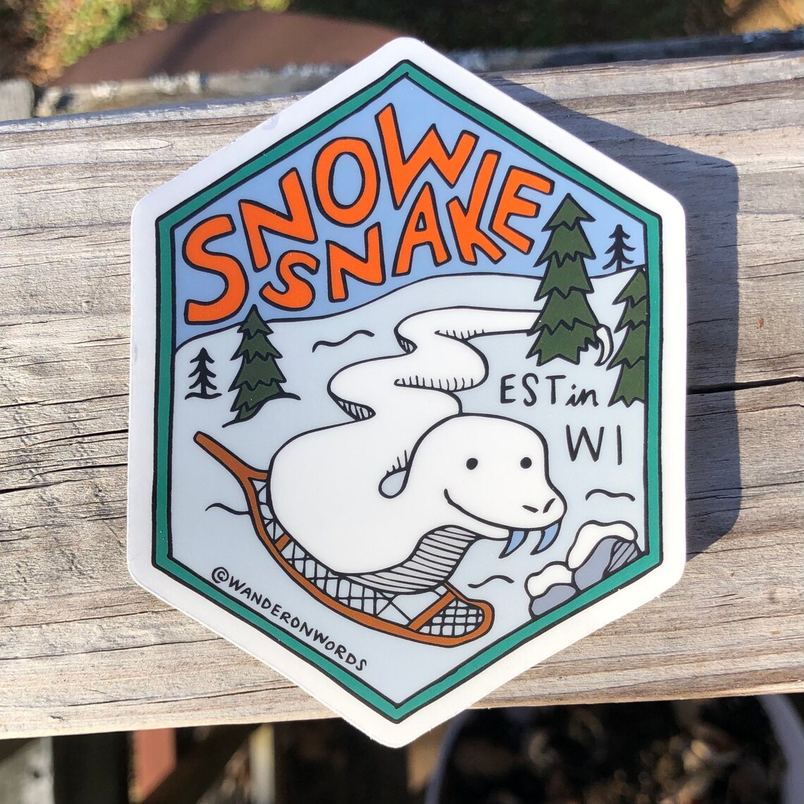 Hand-lettered Snow Snake Sticker Wisconsin Sticker - Etsy