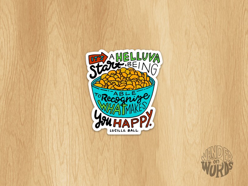 Hand-lettered Macaroni Makes Me Happy Sticker Macaroni and - Etsy
