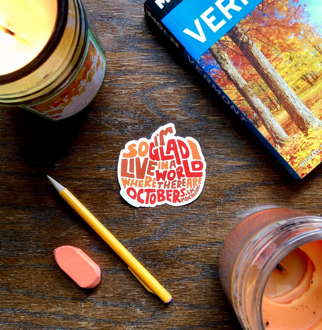 Hand-lettered Pumpkin Sticker, Fall Sticker, World of Octobers Sticker ...