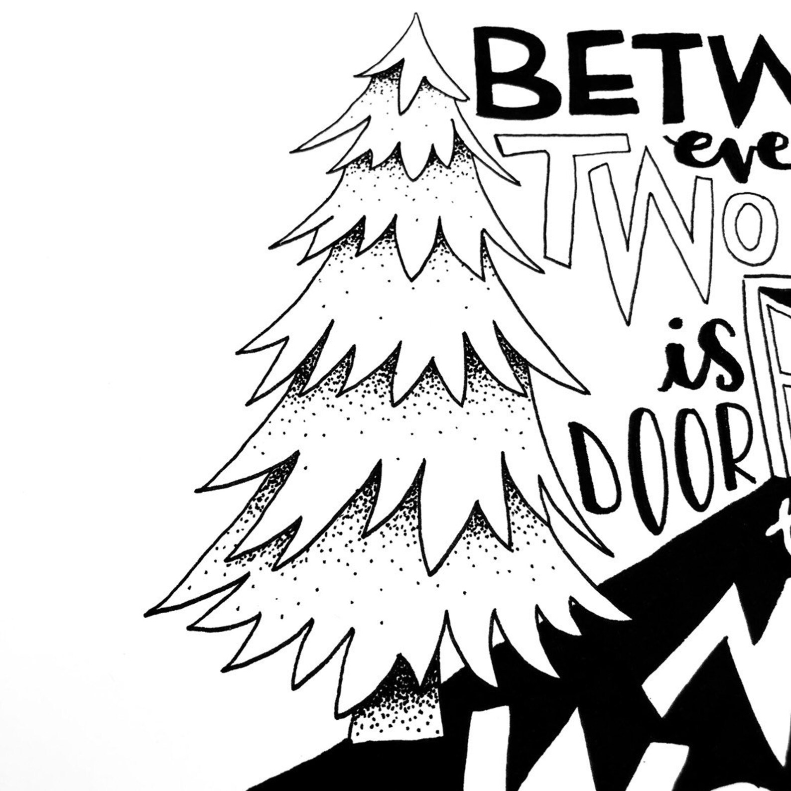 Hand-lettered Between Two Pines Card John Muir Card Nature | Etsy