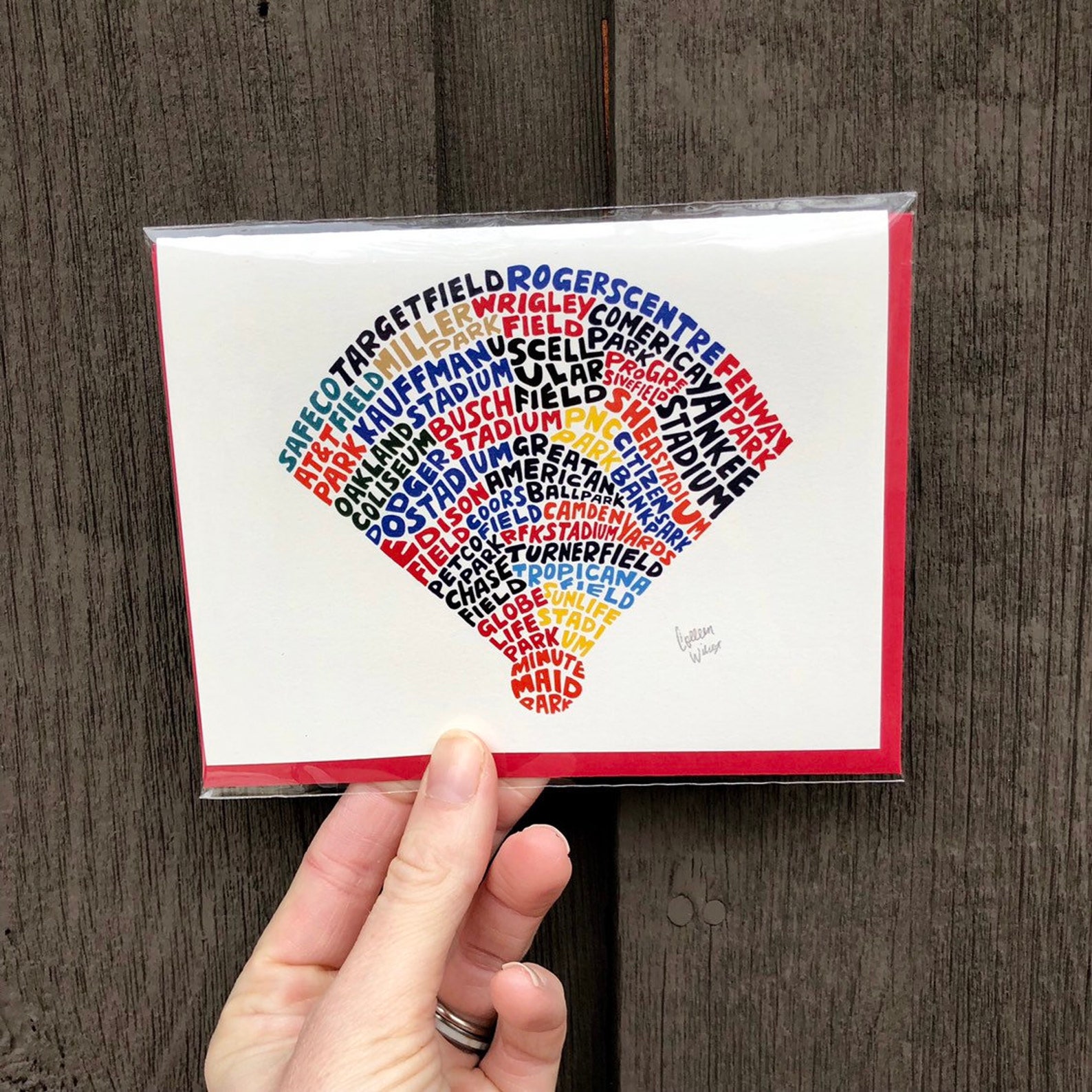 Hand-lettered Baseball Card, Baseball Fields Card, Blank Card, Baseball ...