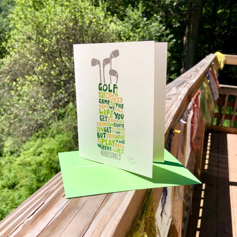 Hand-lettered Inspirational Golf Card Golf Shape Card Golf | Etsy