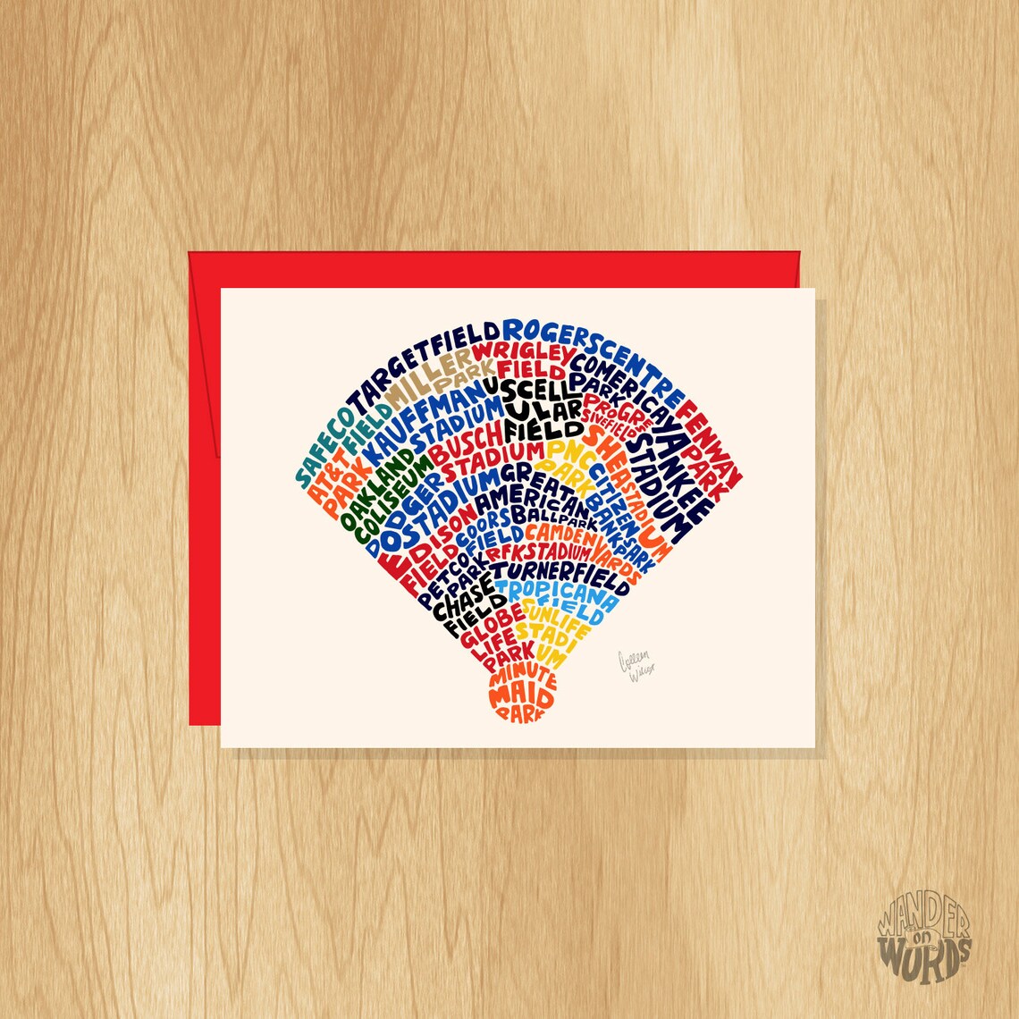 Hand-lettered Baseball Card, Baseball Fields Card, Blank Card, Baseball ...