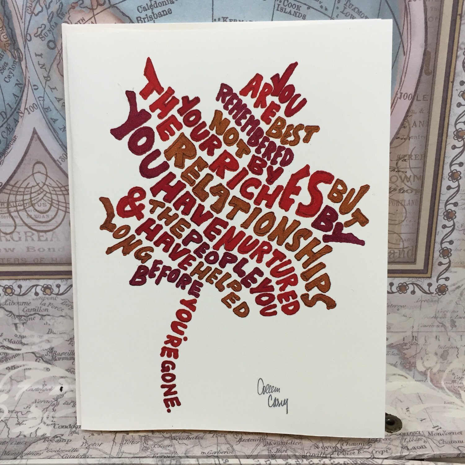 Hand-Lettered Maple Leaf Card Nature Card Fun Thank You | Etsy