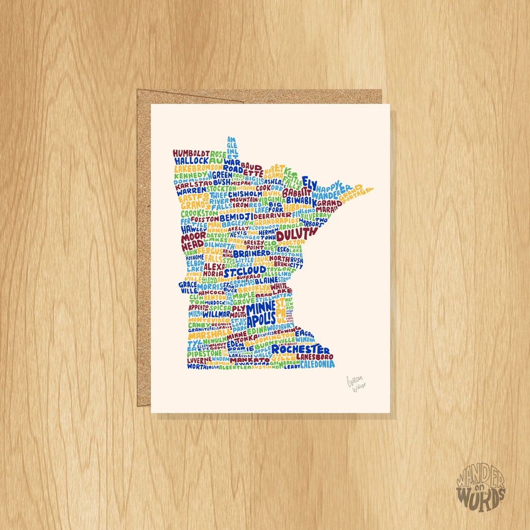 Hand-lettered Minnesota Card: State Shape Art - Etsy