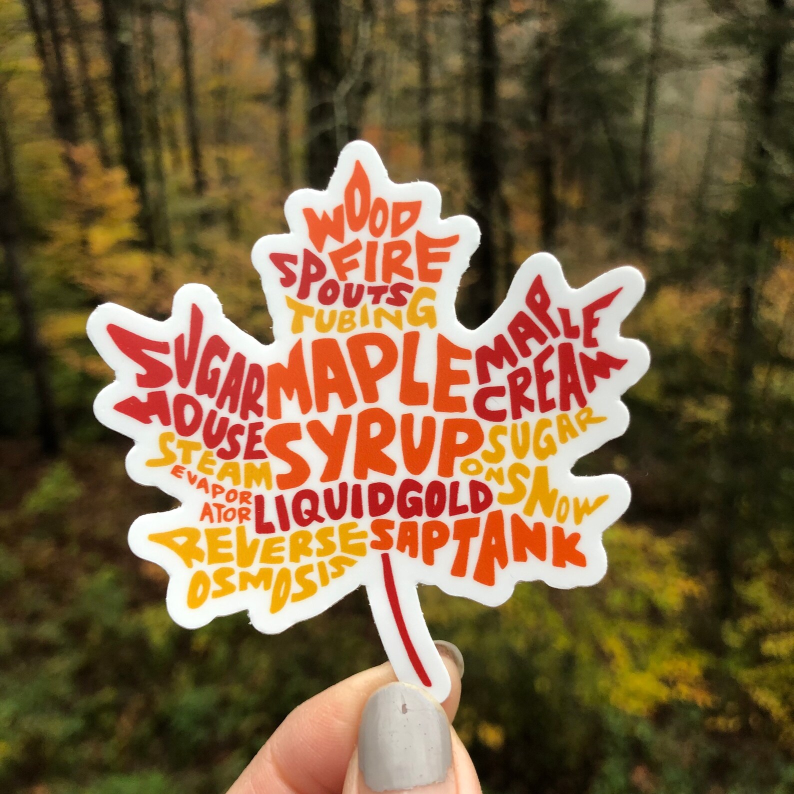 Hand-lettered Maple Syrup Leaf Sticker, Maple Sticker, Vermont Sticker ...