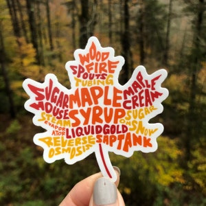 Hand-lettered Maple Syrup Leaf Sticker, Maple Sticker, Vermont Sticker ...