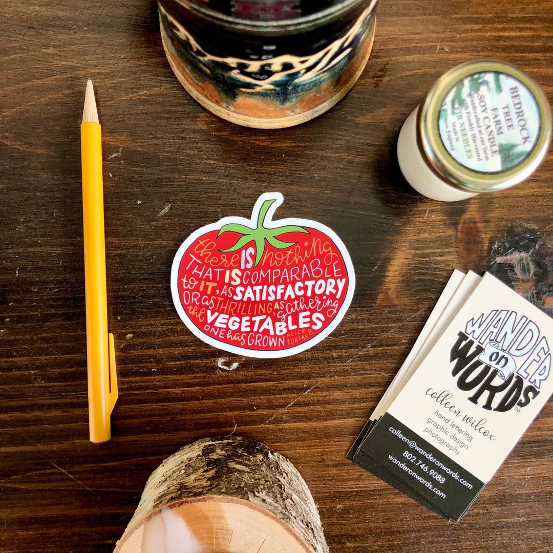 Hand-lettered Tomato Gardening Sticker, Gardener Sticker, Tomato ...