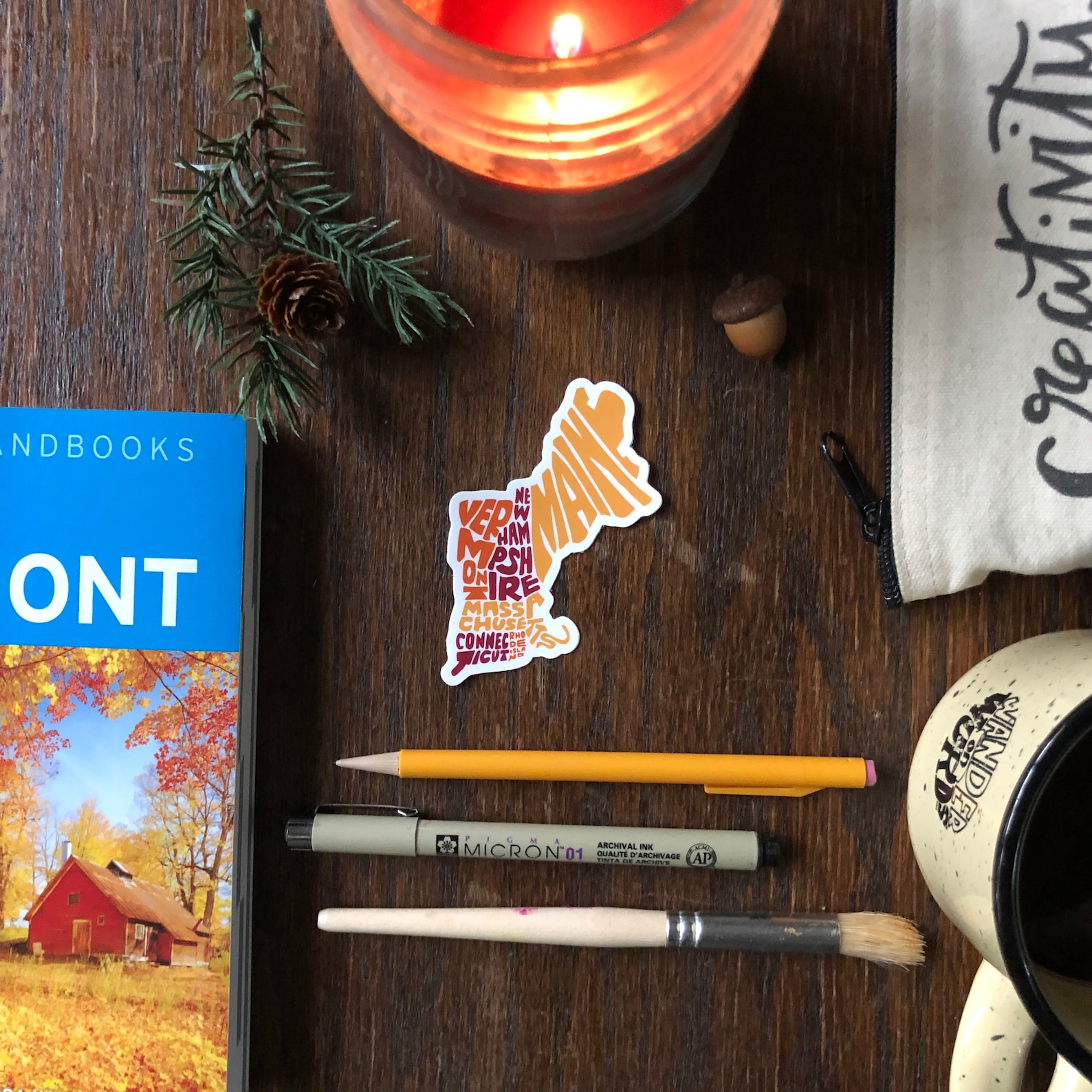 Hand-lettered New England Sticker, New England Shape Sticker, New ...
