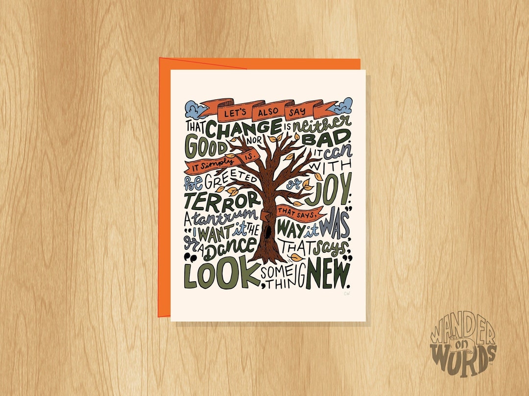 Hand-lettered Change is Card, Inspirational Hand-lettered Card ...