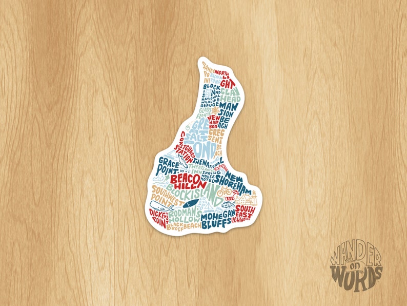 Hand-lettered Block Island Sticker Block Island Shape | Etsy