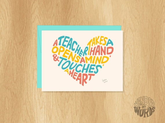 Hand-lettered Teacher Appreciation Card Teacher Love Card | Etsy