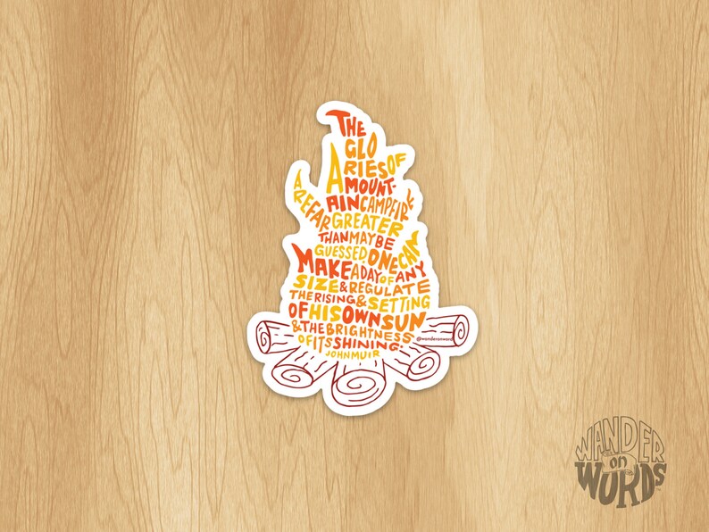 Hand-lettered Campfire Sticker, Camping Sticker, Nature Lover Sticker ...