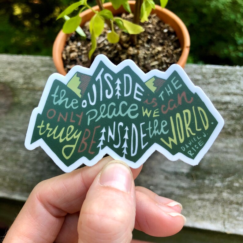 Hand-Lettered Inside the World Sticker Mountain Sticker | Etsy
