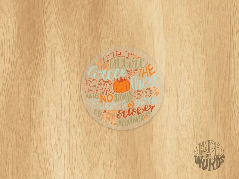 Hand-lettered Clear Fine October Sticker, October Lover Sticker ...