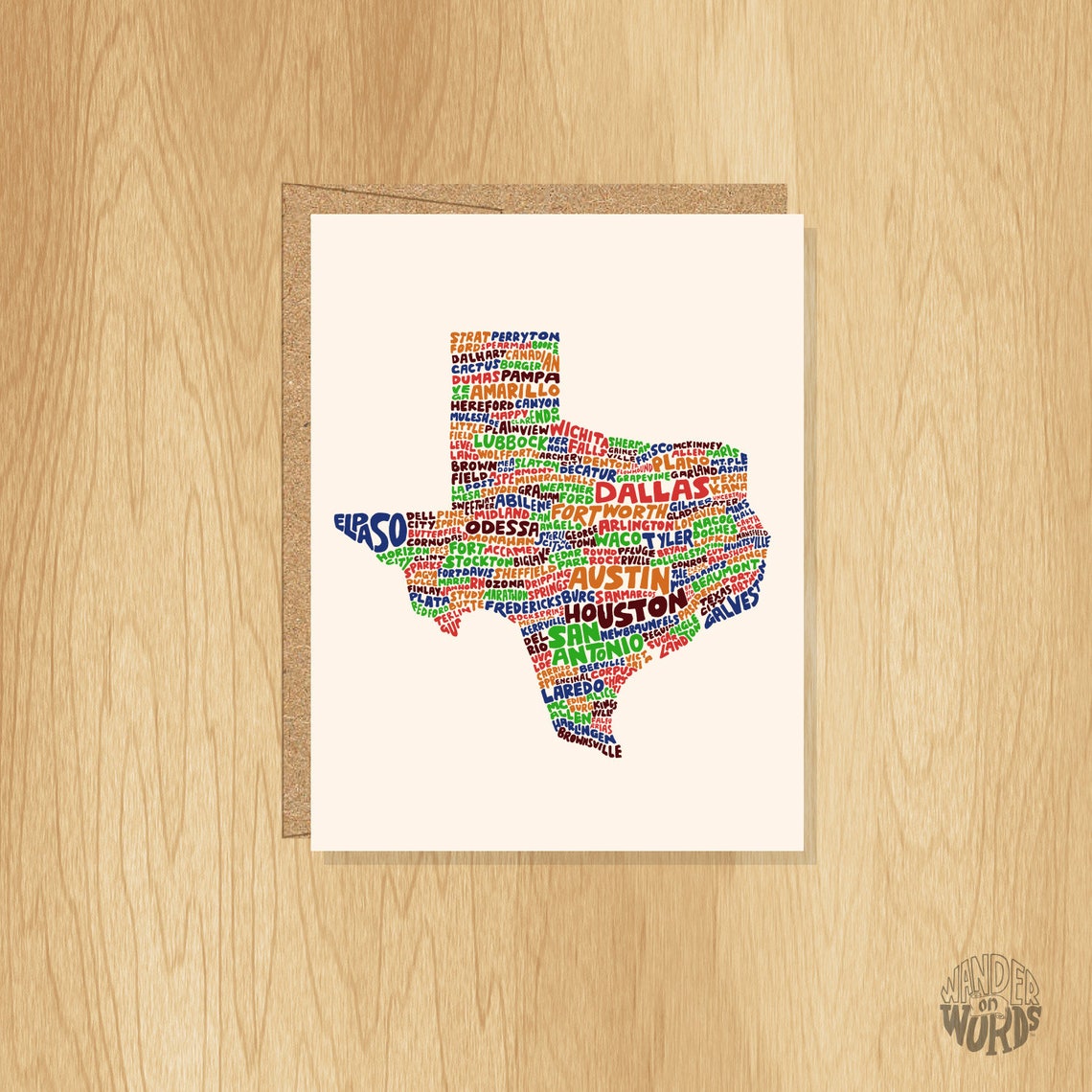 Hand-lettered Texas Card Texas Gift Texas Shape Texas | Etsy