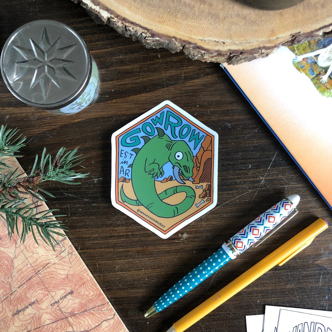 Hand-lettered Gowrow Sticker, Arkansas Sticker, Mythological Critter ...
