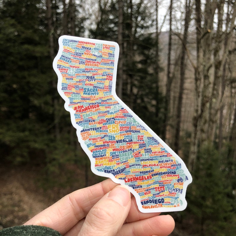 Hand-lettered California Sticker California Shape Sticker - Etsy