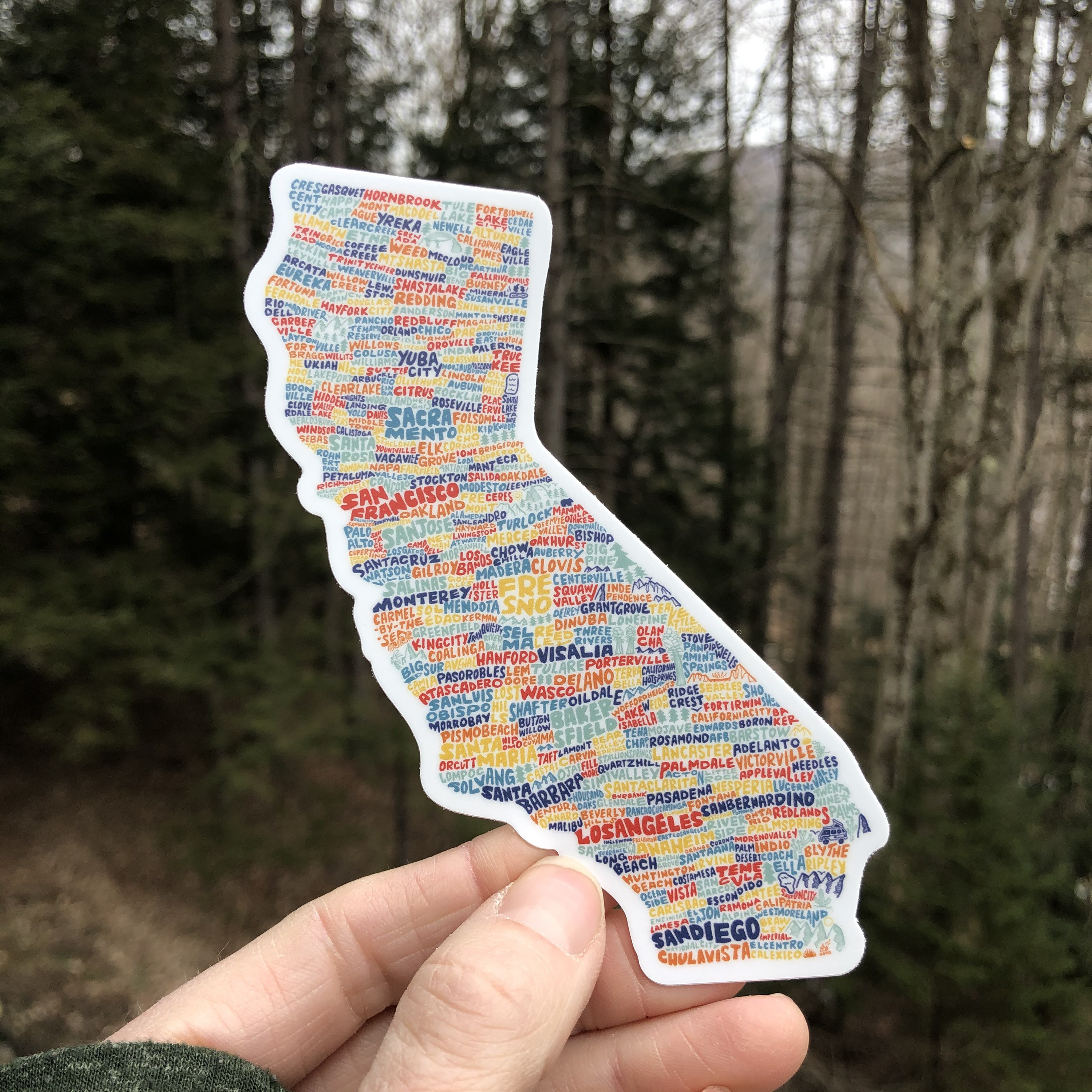 Hand-Lettered California Sticker California Shape Sticker | Etsy