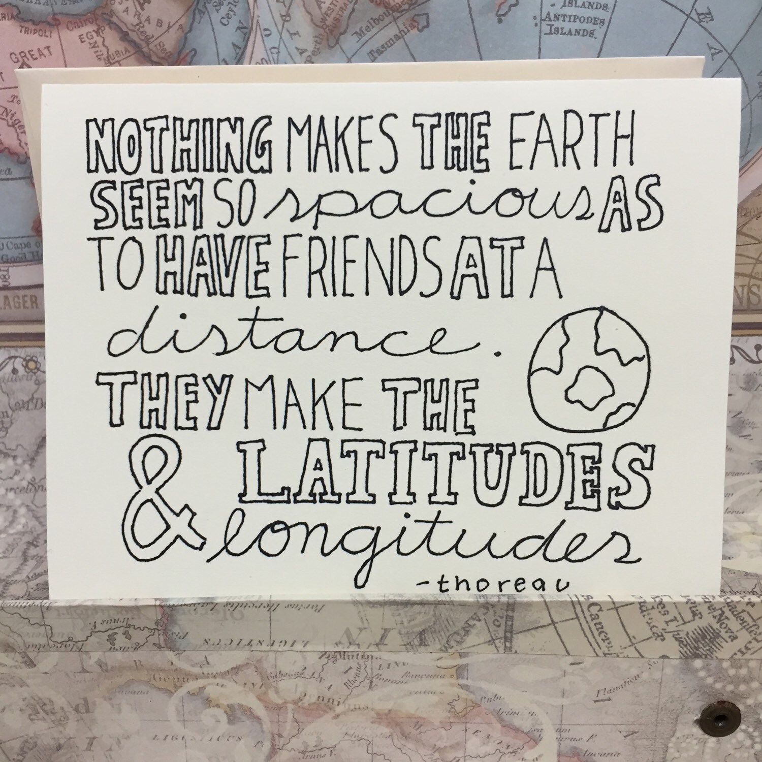 Hand-lettered Latitudes and Longitudes Quote Card Friendship | Etsy