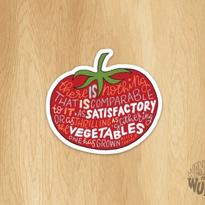 Hand-lettered Tomato Gardening Sticker, Gardener Sticker, Tomato ...