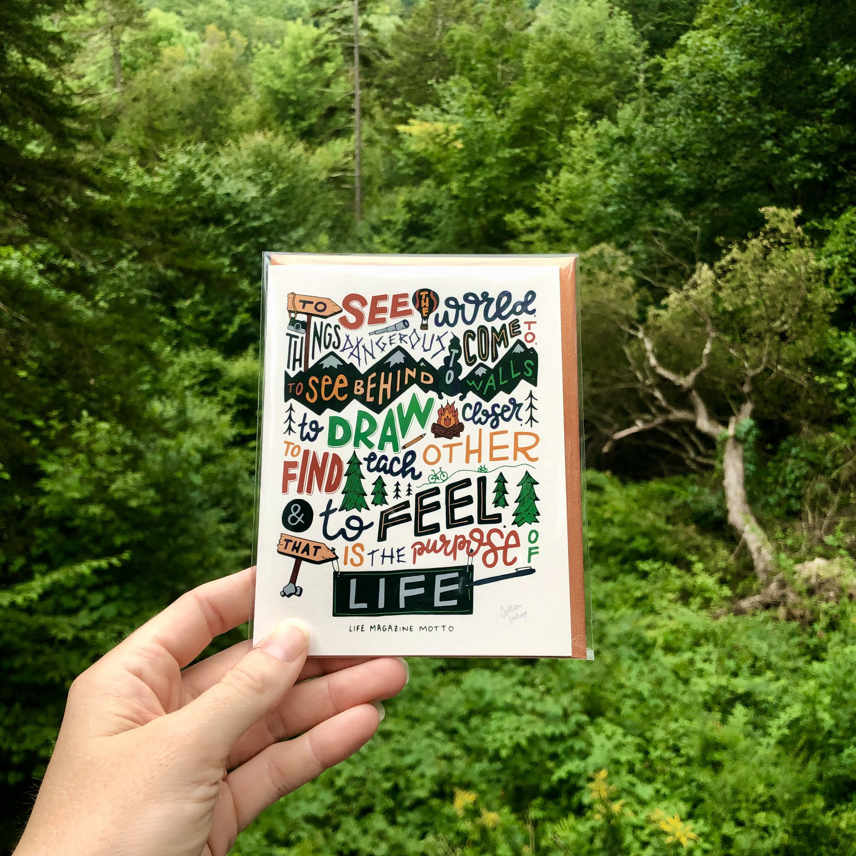 Hand-lettered Life Magazine Motto Card Live Life Card Nature - Etsy