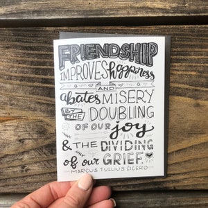 Hand-lettered Friendship Improves Happiness Card, Friendship Card ...
