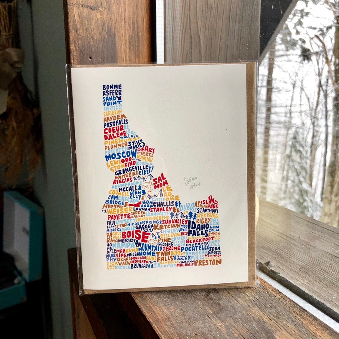 Hand-lettered Idaho Card, Idaho Design, Idaho Gift, Idaho Shape, Idaho ...