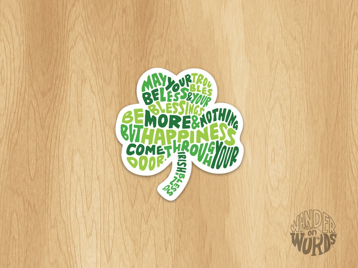 Hand-Lettered Shamrock Happiness Sticker Shamrock Sticker | Etsy