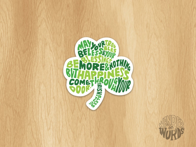 Hand-lettered Shamrock Happiness Sticker Shamrock Sticker | Etsy