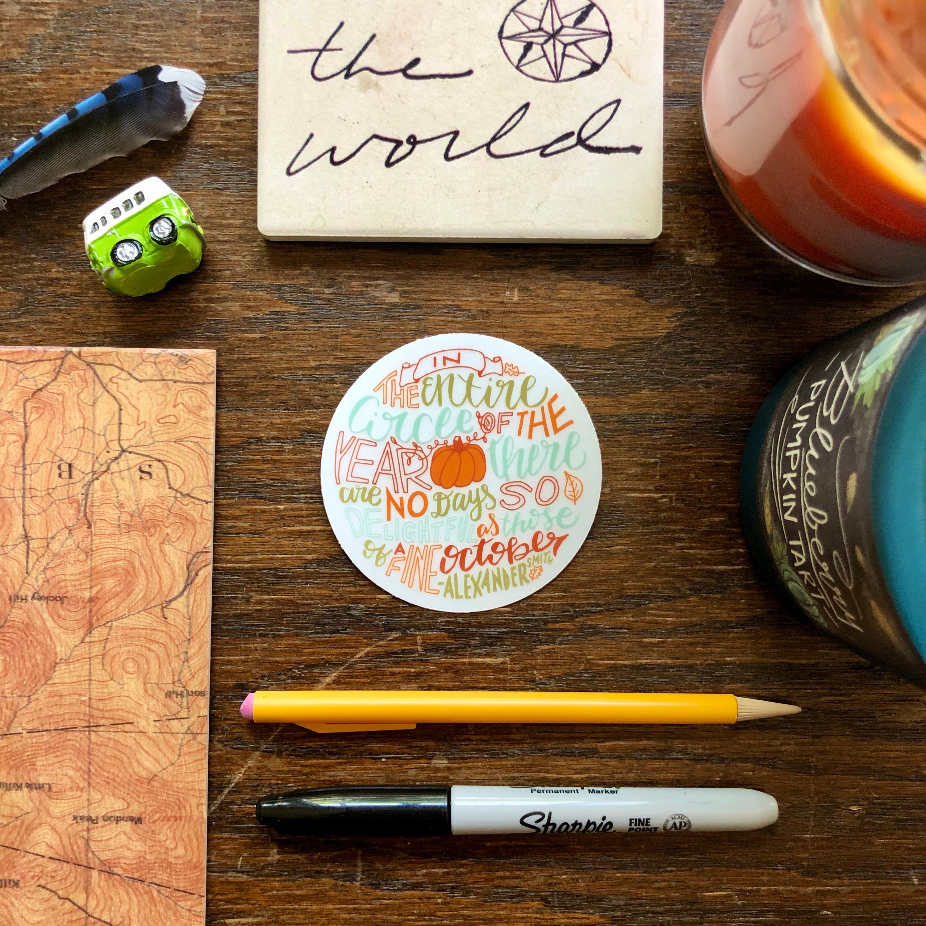 Hand-lettered Clear Fine October Sticker, October Lover Sticker ...