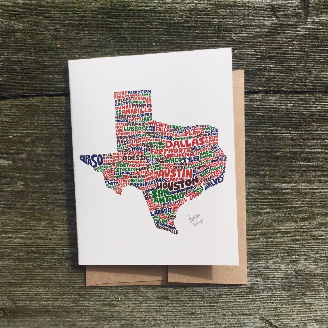 Hand-lettered Texas Card Texas Gift Texas Shape Texas - Etsy
