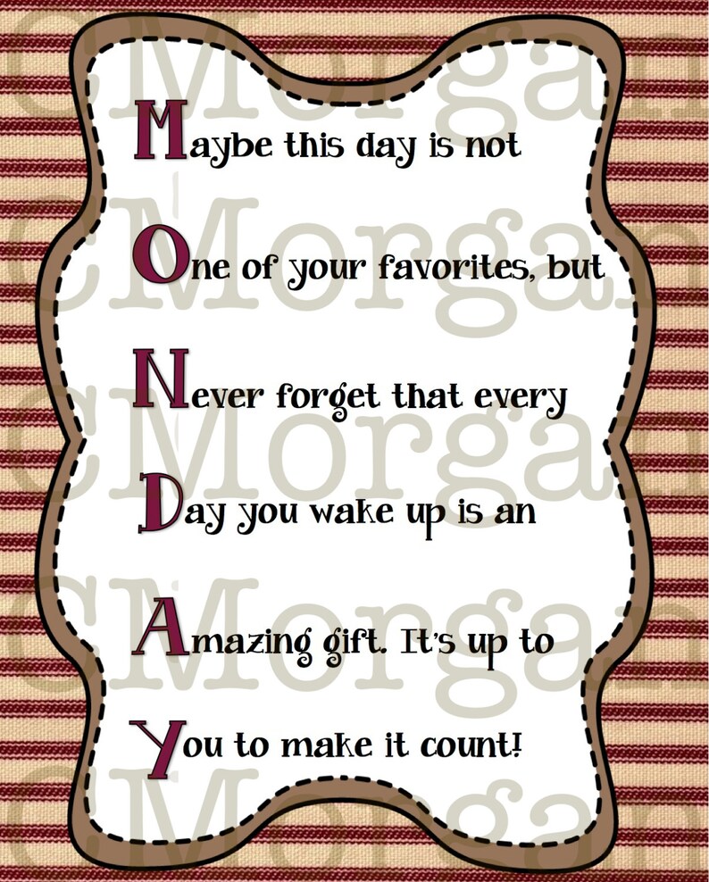 Monday Acronym Quote - Etsy