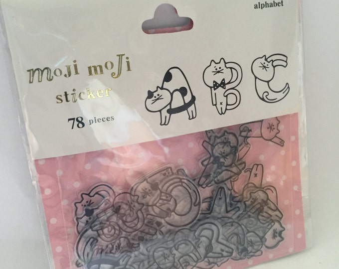Moji Moji Sticker Set Cat Alphabet Assorted Designs 78 Pieces Kawaii ...