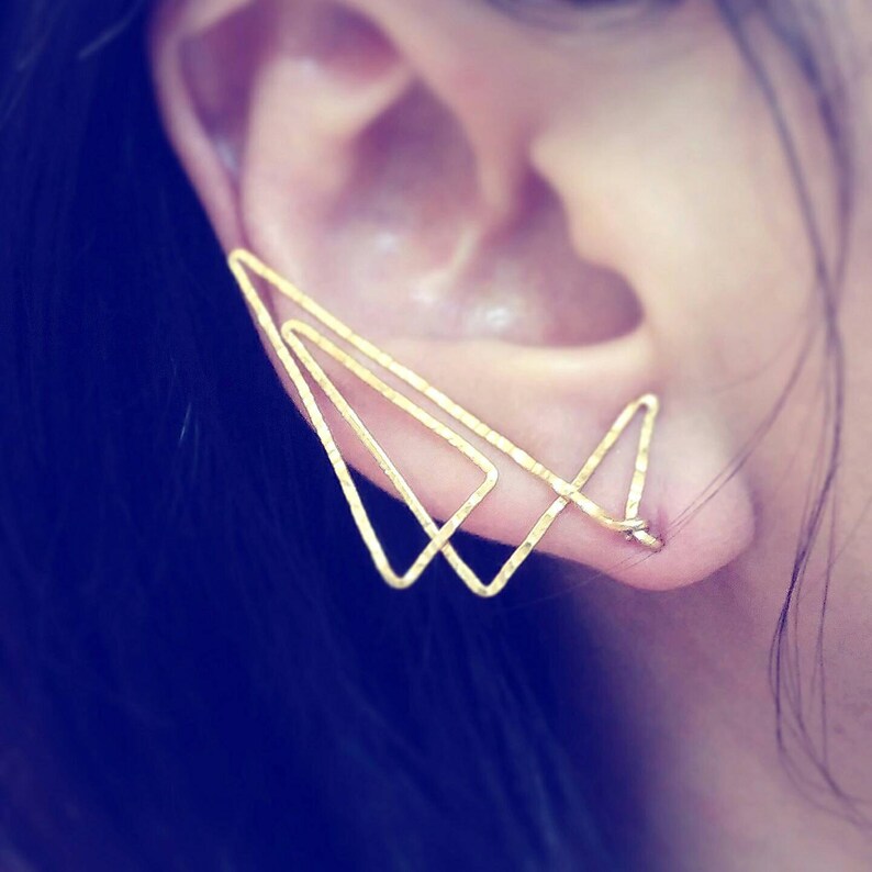 Silver Geometric Earjacket Ear Pin / Unique Handmade Etsy - Etsy