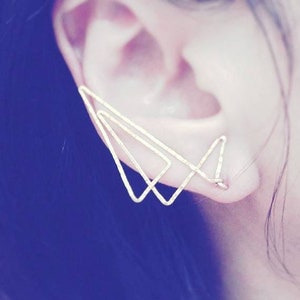Silver Geometric Earjacket Ear Pin / Unique Handmade Etsy Jewelry ...
