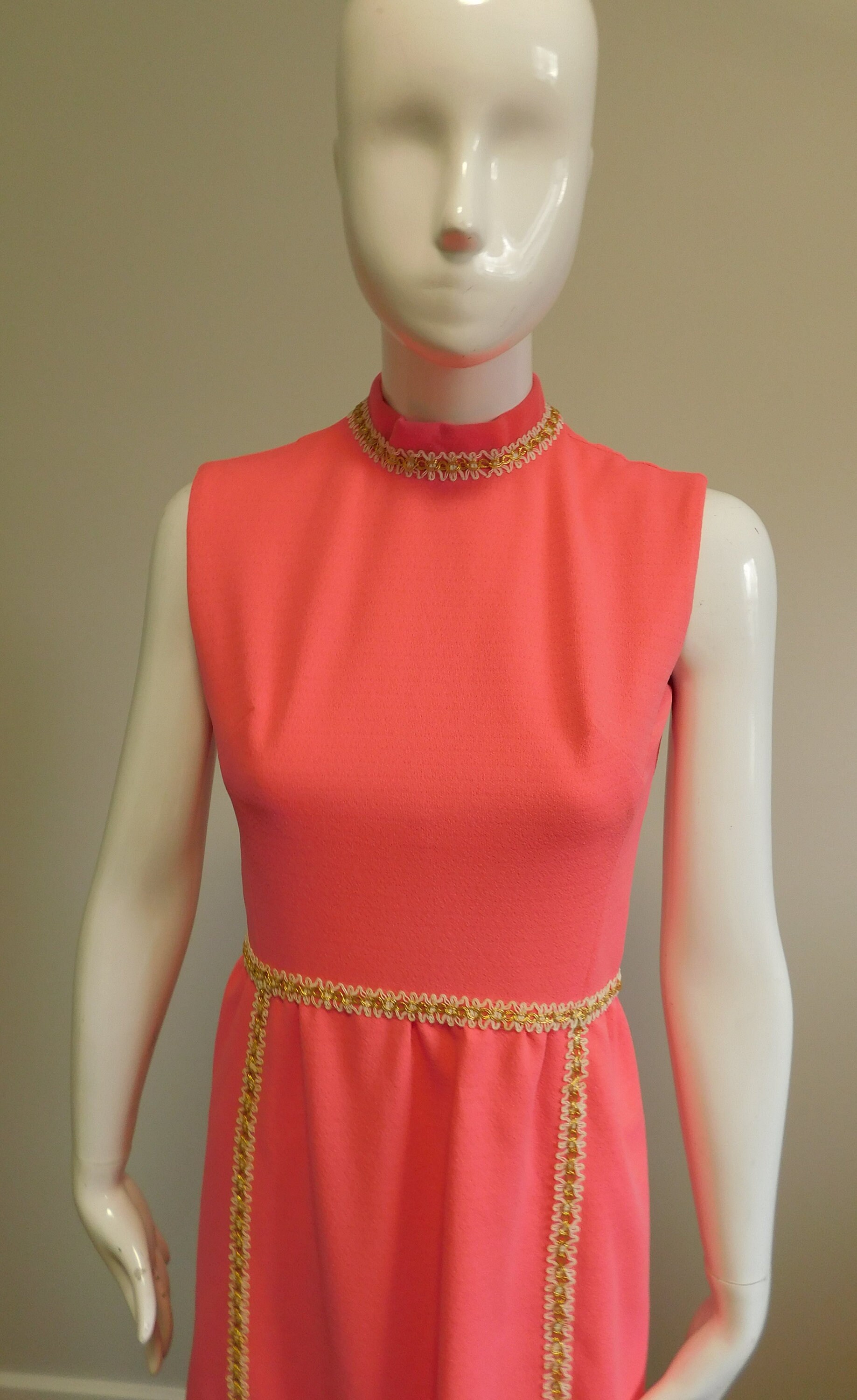 1960s Crimplene Maxi With Trim - Etsy