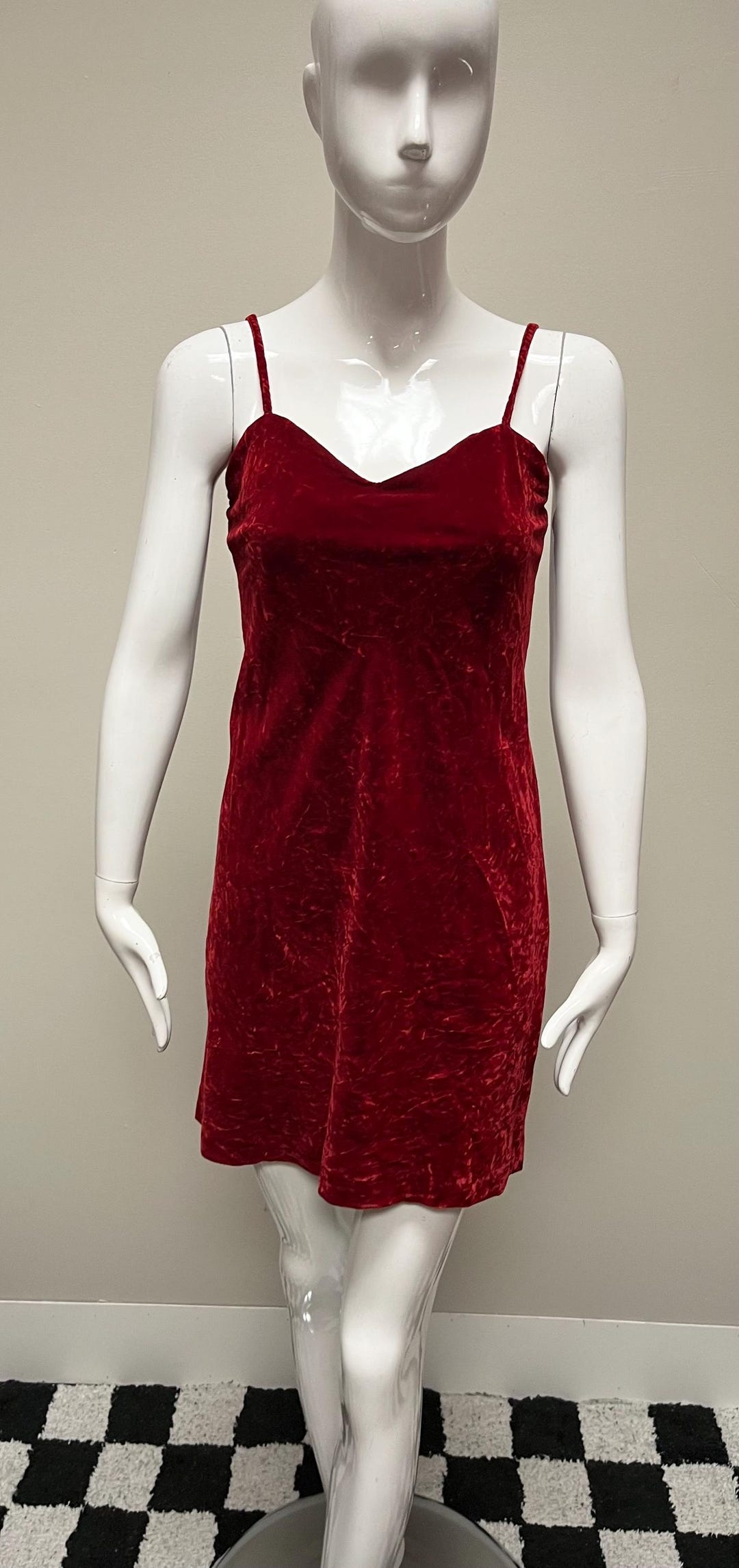 1990's Red Velvet Mini Dress by Klass - Etsy