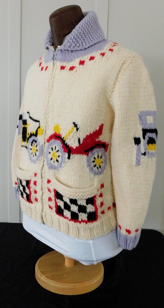 1960’s Vintage Mary Maxim Antique Car Cardigan - Gem