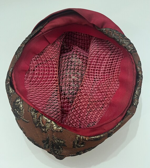 1950's Satin and Brocade Turban Hat - Gem