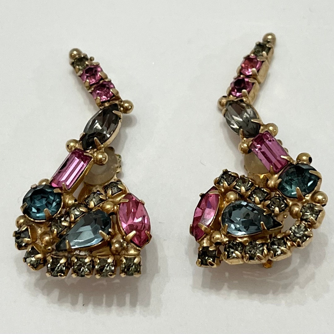 1960's Coloured Crystals Saxophone Earrings by Robert - Etsy