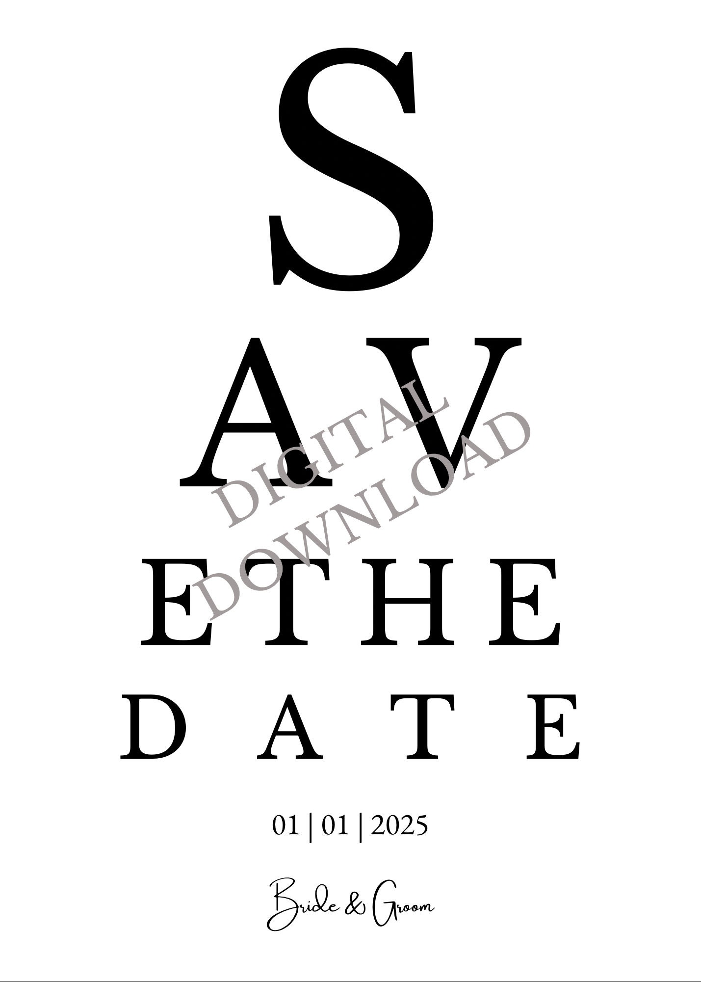 Eye Chart Wedding Invitation Bundle Printable Editable Digital Download ...