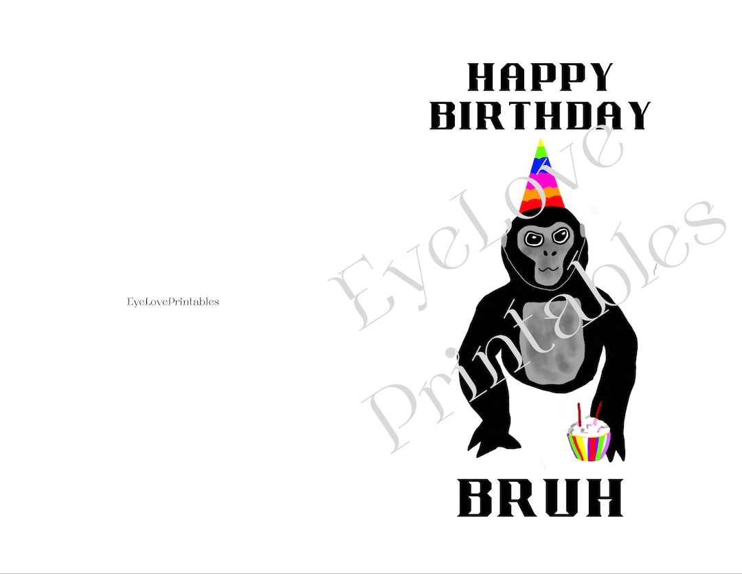 GORILLA TAG Inspired Printable Birthday Card Digital File Kids Gift - Etsy
