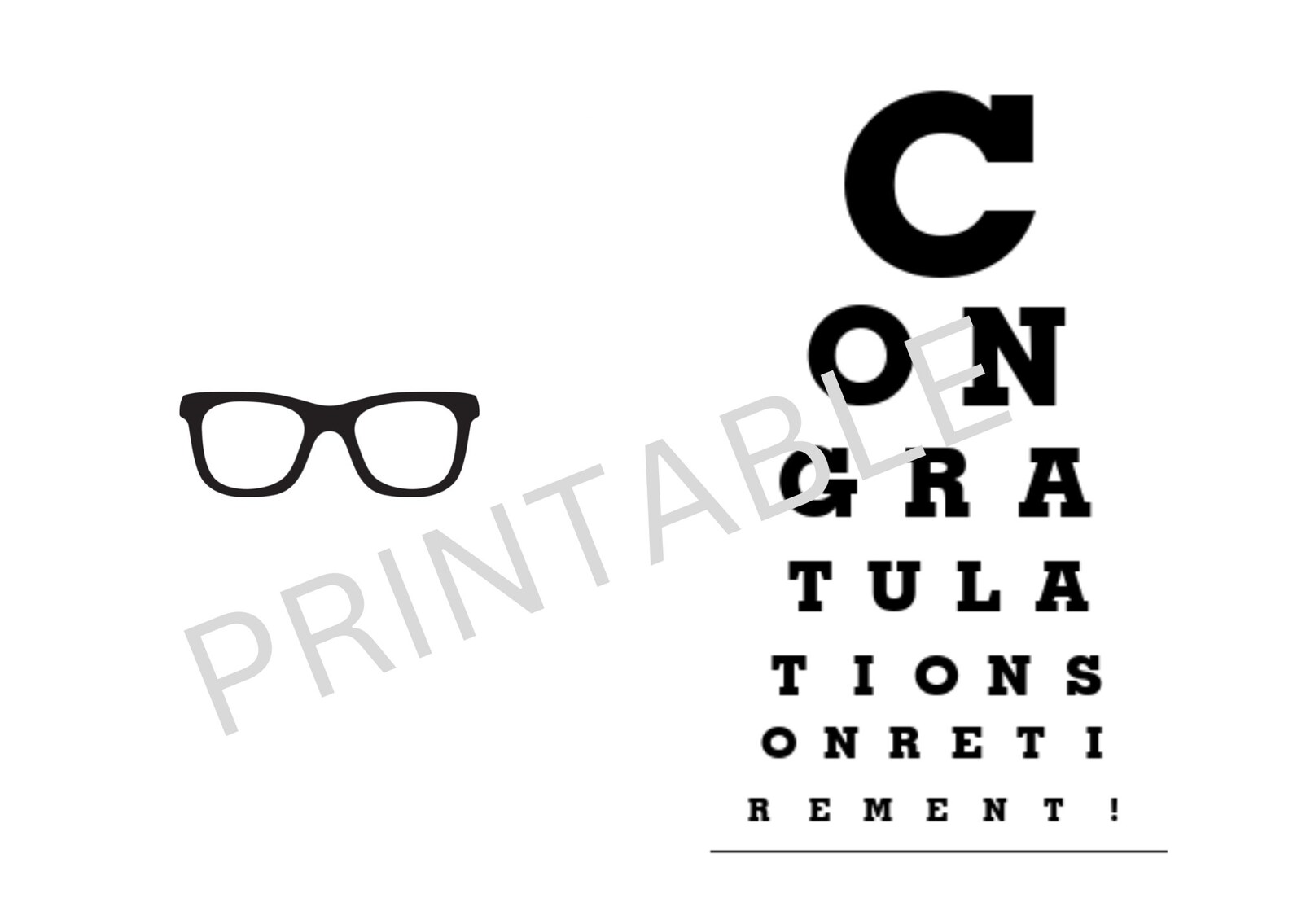 Eye Chart RETIREMENT Congrats Card Printable Optometrist ...