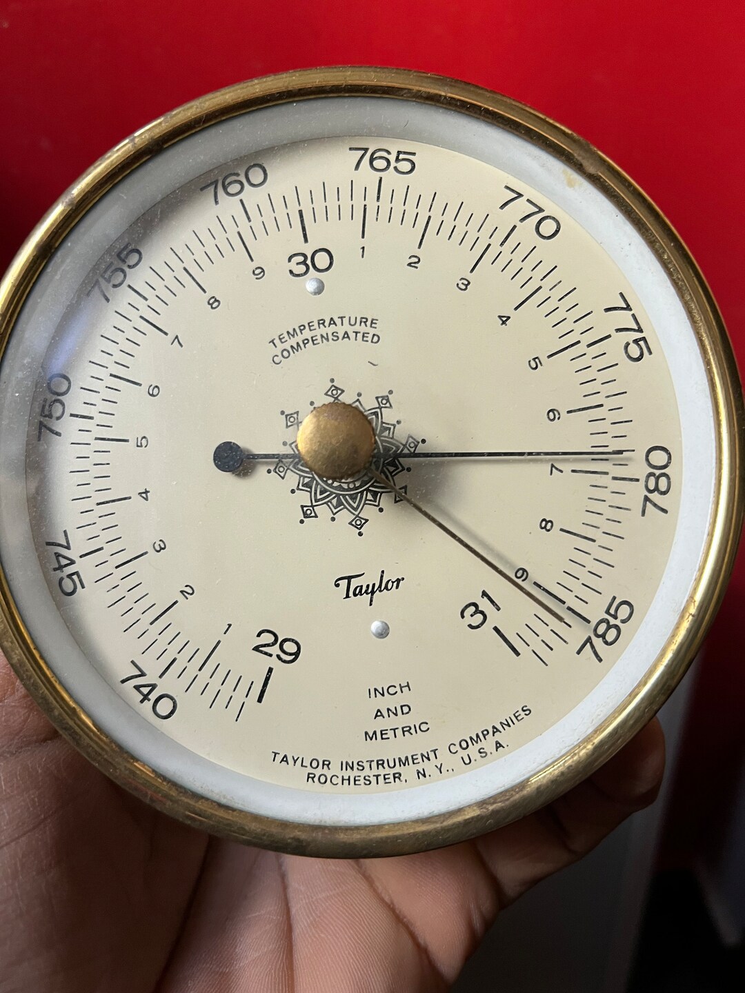Vintage Taylor Instrument Co. Rochester NY Brass Nautical Barometer ...